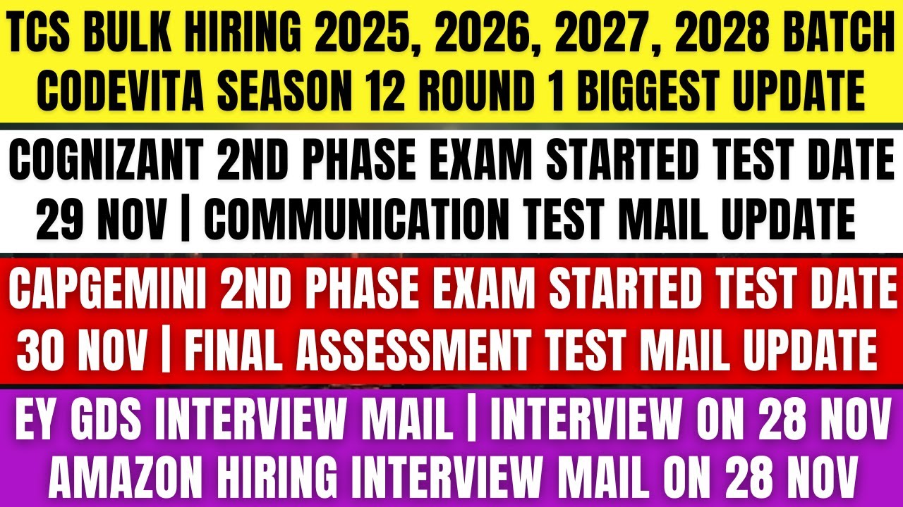 TCS HIRING 2025-2028 BATCH | CODNIZANT & CAPGEMINI 2ND PHASE HIRING ...