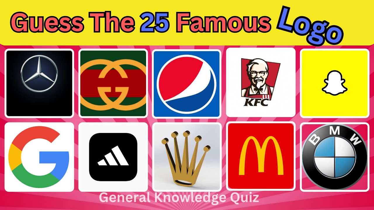 daily quiz - Guess the 25 Famous Logos | General Knowledge & Trivia ...