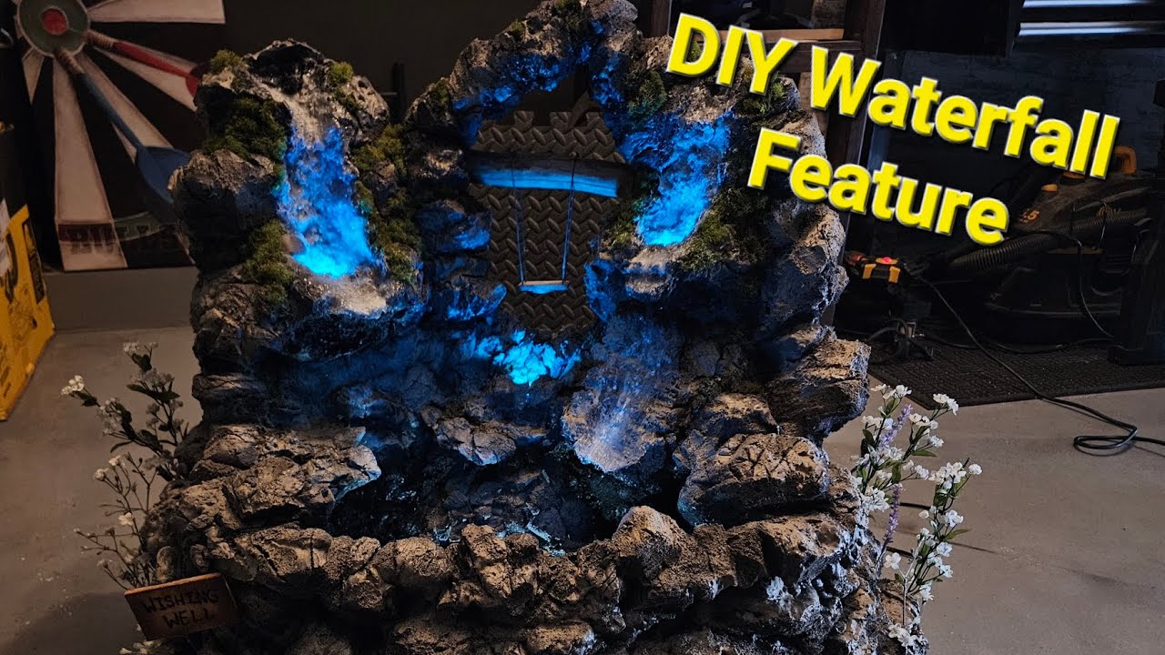 Making an Outdoor Waterfall with Cascading Rocks/Lightup Water Feature ...