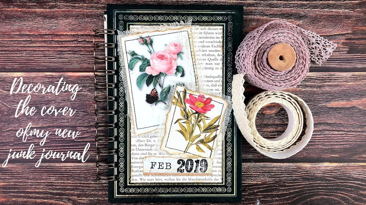 Decorating my Junk Journal Cover - YouTube