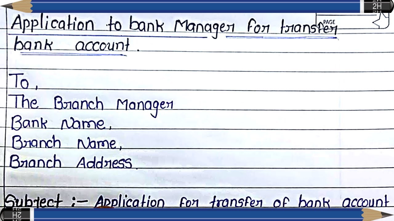 Application to bank manager for transfer bank account - YouTube