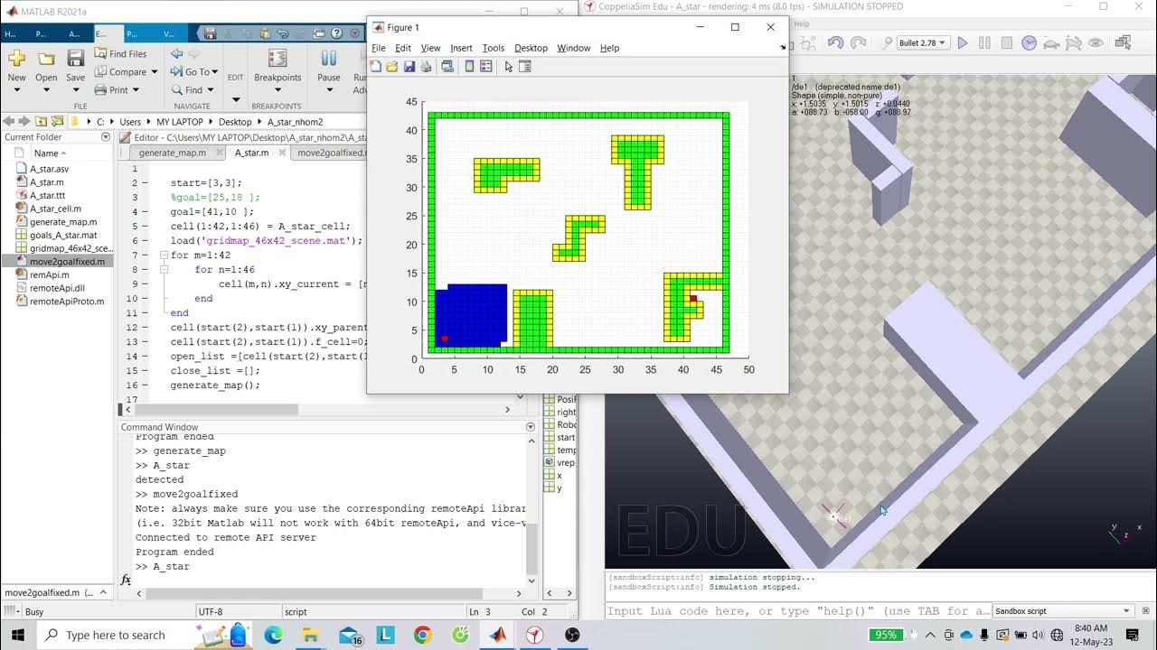 A star path planning on matlab - Simulated on Vrep - YouTube