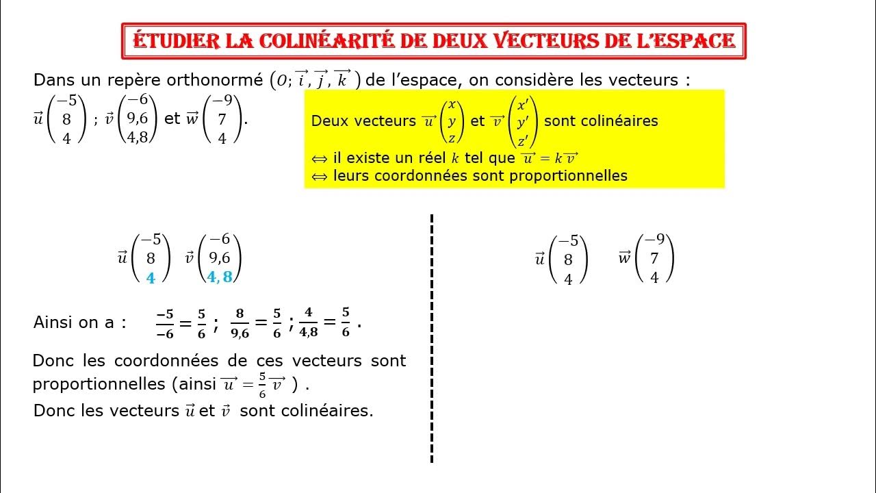Montrer la colinéarité de vecteurs de l'espace - YouTube