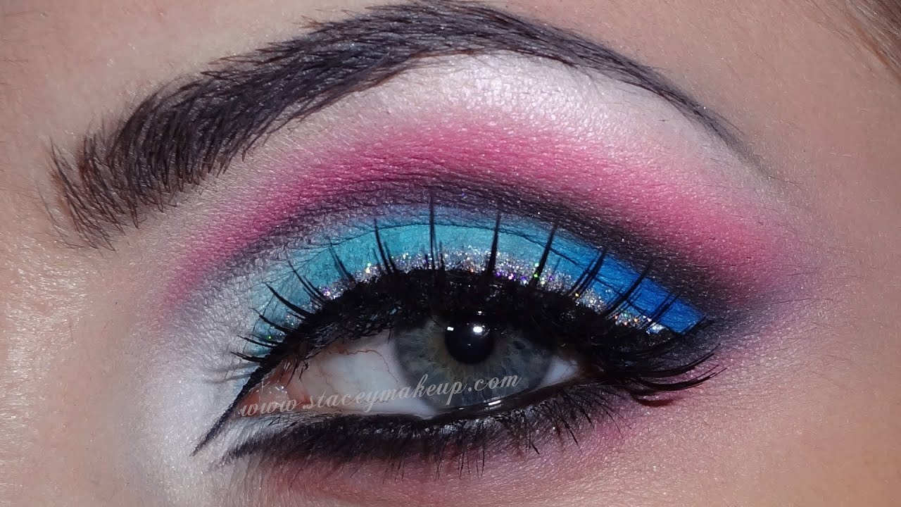 White, blue and pink cut crease - YouTube
