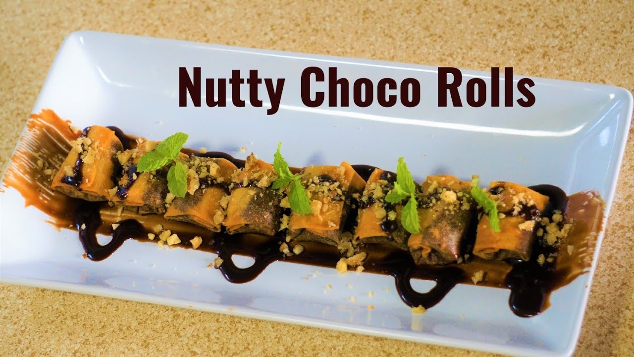 Nutty Choco Rolls | Nutella spring rolls | spring roll dessert plating ...