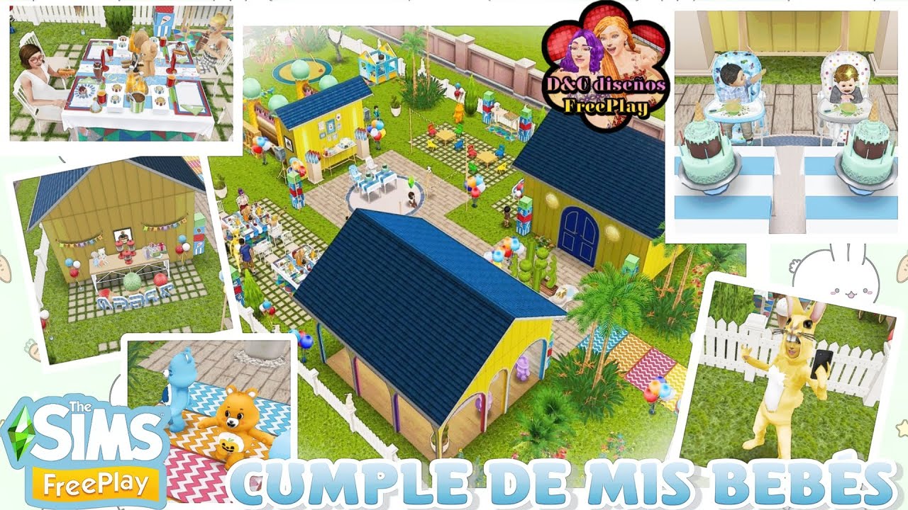 FIESTA DE MIS BEBÉS 🐇 💙 🎉 🪅 deco + #simslife | The Sims FreePlay | Cc ...
