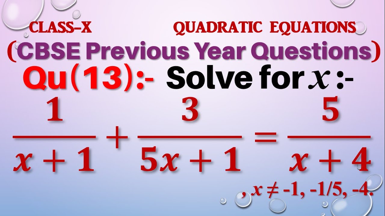 Q13 Solve For X 1 x 1 3 5x 1 5 x 4 1 By X 1 3 By 5x