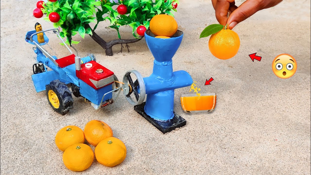 How to make orange juice machine mini science project || diy tractor ...