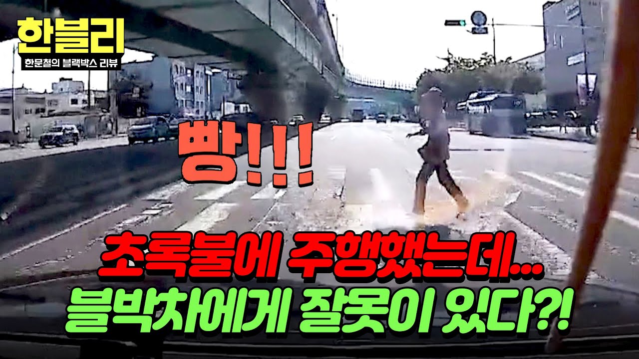 한블리 초록불 주행 중 달려온 무단횡단자 죄인 취급 당하는 운전자의 억울함 호소 한블리 한문철의 블랙박스 리뷰