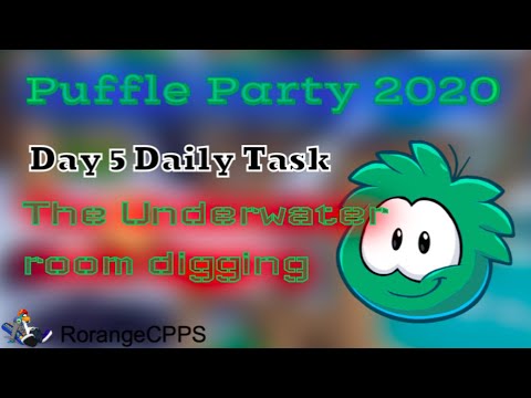 Puffle Party 2020 THE UNDERWATER ROOM MOSS DIGGING Daily Task 5 Walktrough || Club Penguin Online