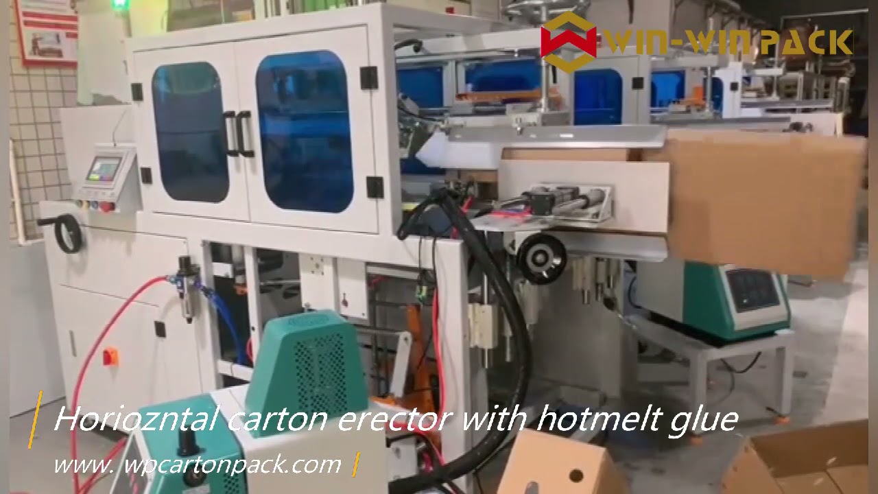 WIN-WIN PACK Horizontal carton erector with hotmelt gule/High speed case erector/Nordson ...