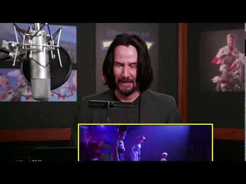 Keanu Reeves as Duke Caboom behind the scene