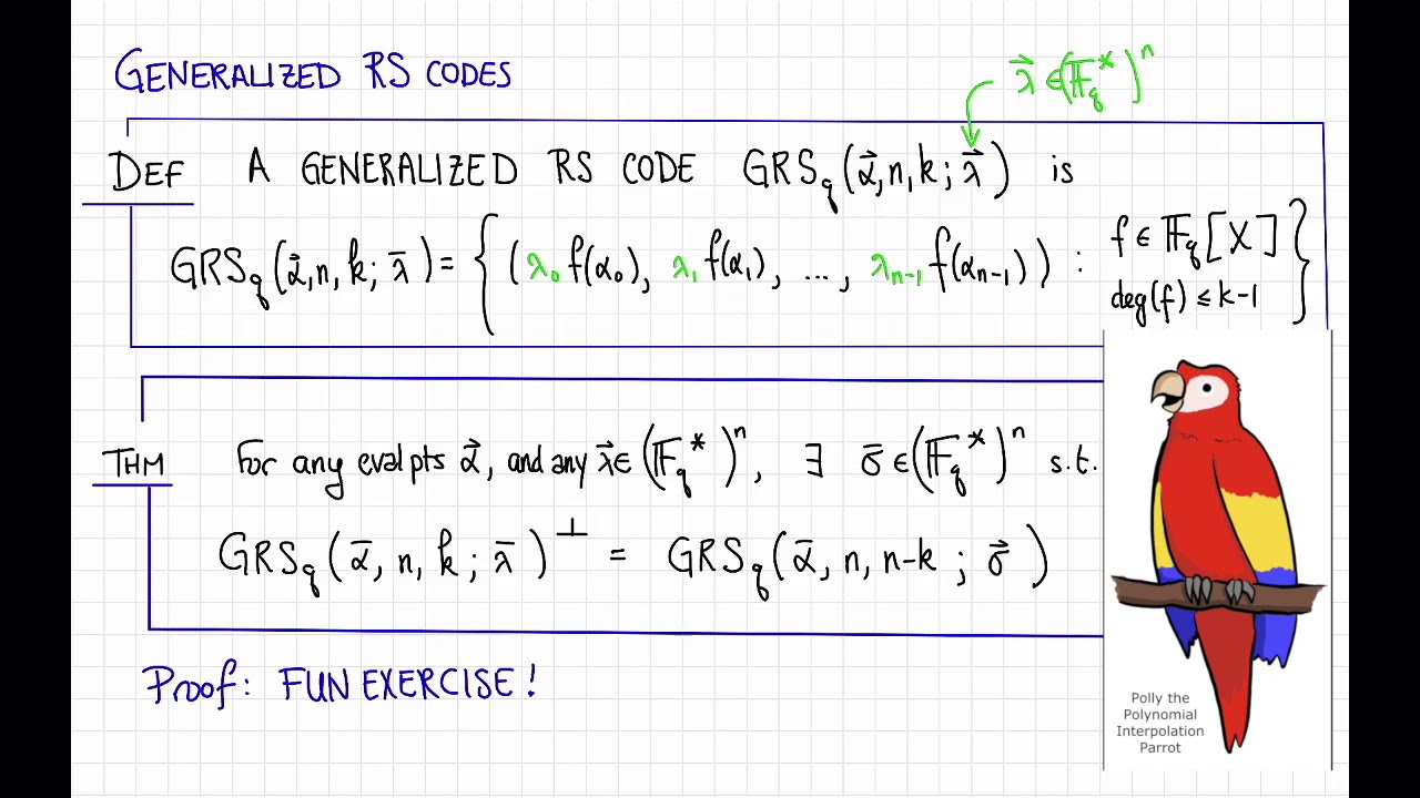 Lecture 4, Video 5: The dual view of RS codes - YouTube
