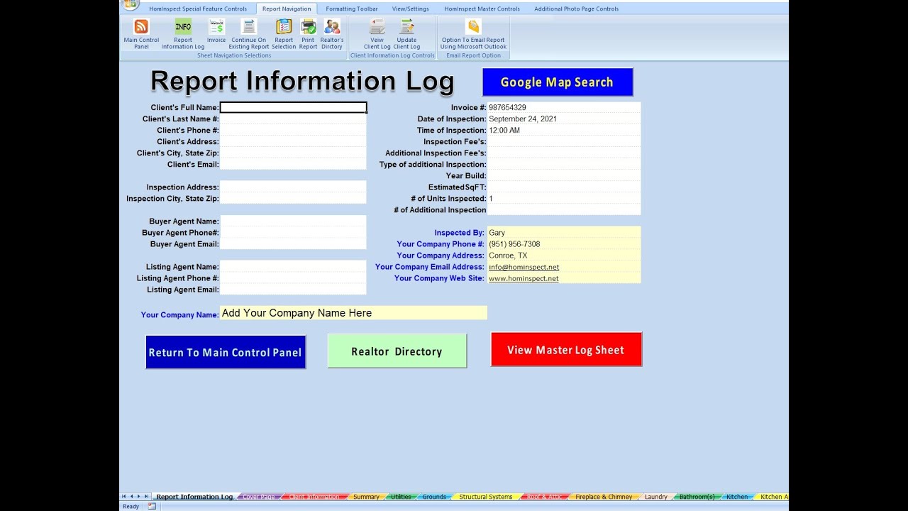 How to insert the client and property information to HomInspect home inspection software - YouTube