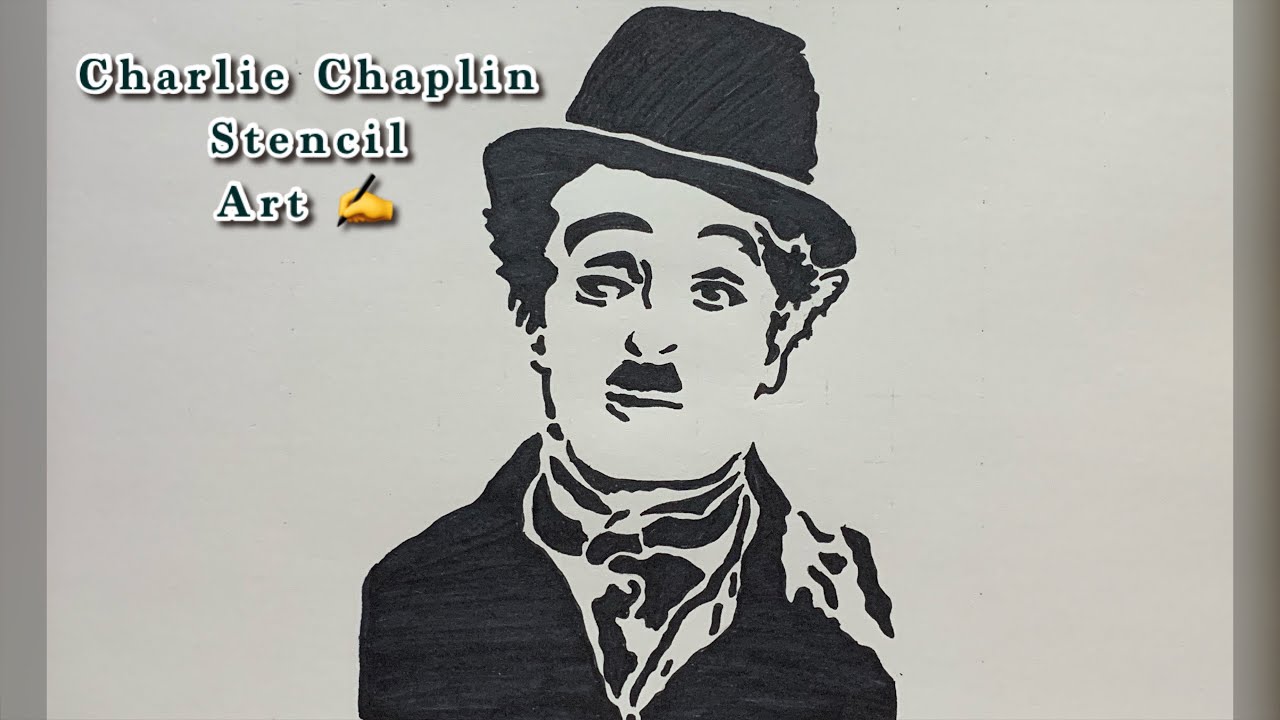Charlie Chaplin Sketch | Stencil Art | Step By Step For Beginners - YouTube