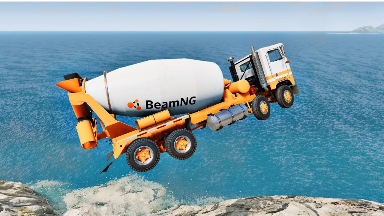 High Speed Jumps Into Water - BeamNG drive - YouTube