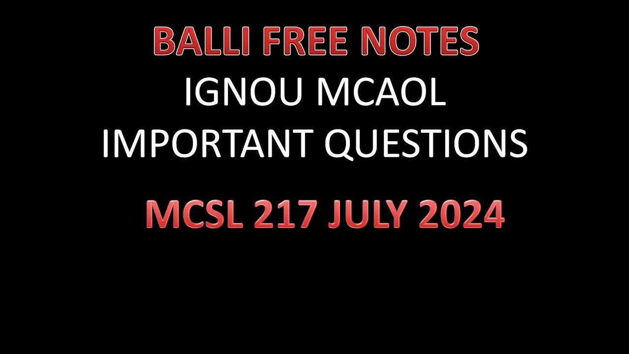 Important Questions Set 2 MCAOL MCSL 217 #mcsl #MCSL217 #mcaol # ...
