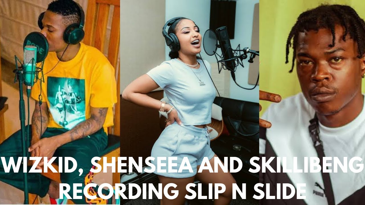 Wizkid, skillibeng and Shenseea recording SLIP N SLIDE in the studio ...