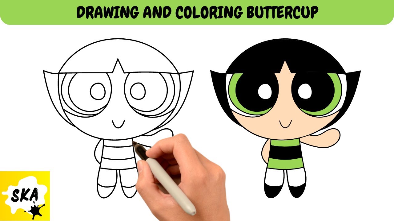Powerpuff Girls Buttercup Drawing and Coloring | How to Draw | Saad ...