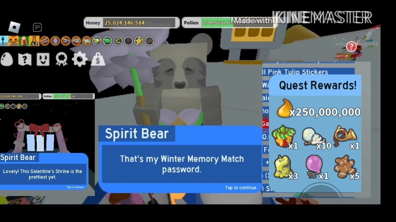 completing spirit bear beemas quest in Bee Swarm simulator - YouTube