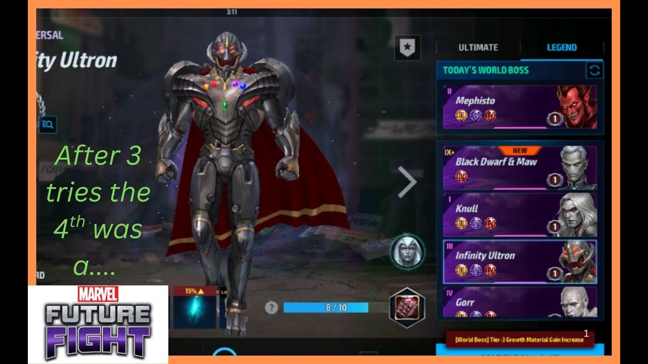 Todays Legend Boss Ultron and Giant Raid Boss at the end in MFF. - YouTube