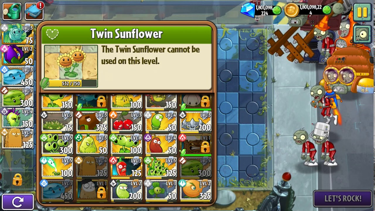 Unlimited coins and Gems! Hacked plants vs zombies 2 for iOS and ...