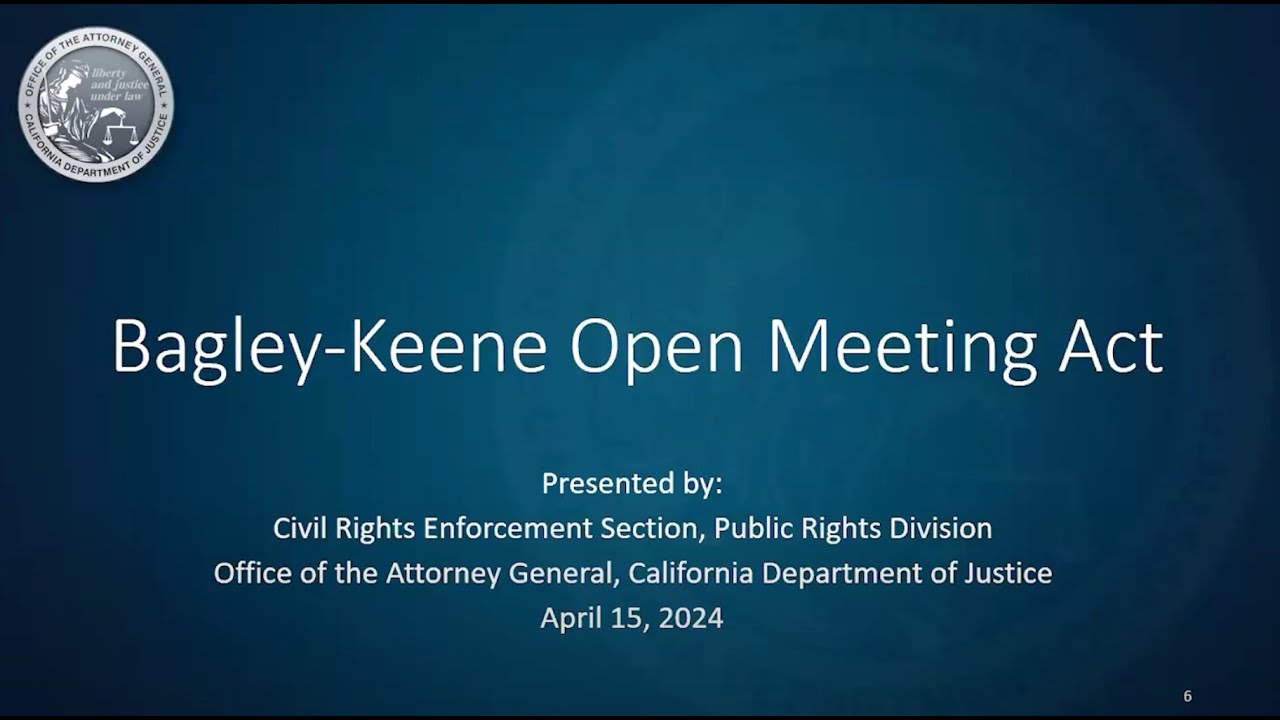 April 15, 2024 Bagley-Keene Open Meeting Act - YouTube