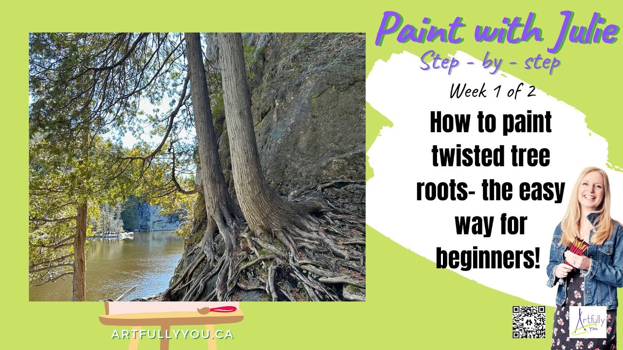 How to paint tree roots around rocks - paint the rocks first - easy ...