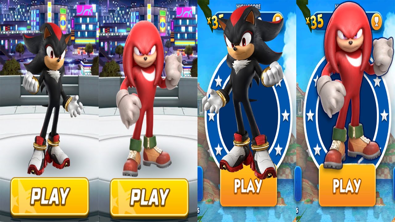 Sonic Forces vs Sonic Dash: Movie Shadow vs Movie Knuckles the Enchida (android, ios) Game - YouTube