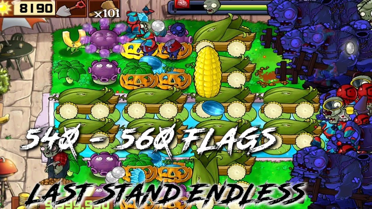 Plants vs Zombies Last Stand Endless 540 - 560 Flags - YouTube