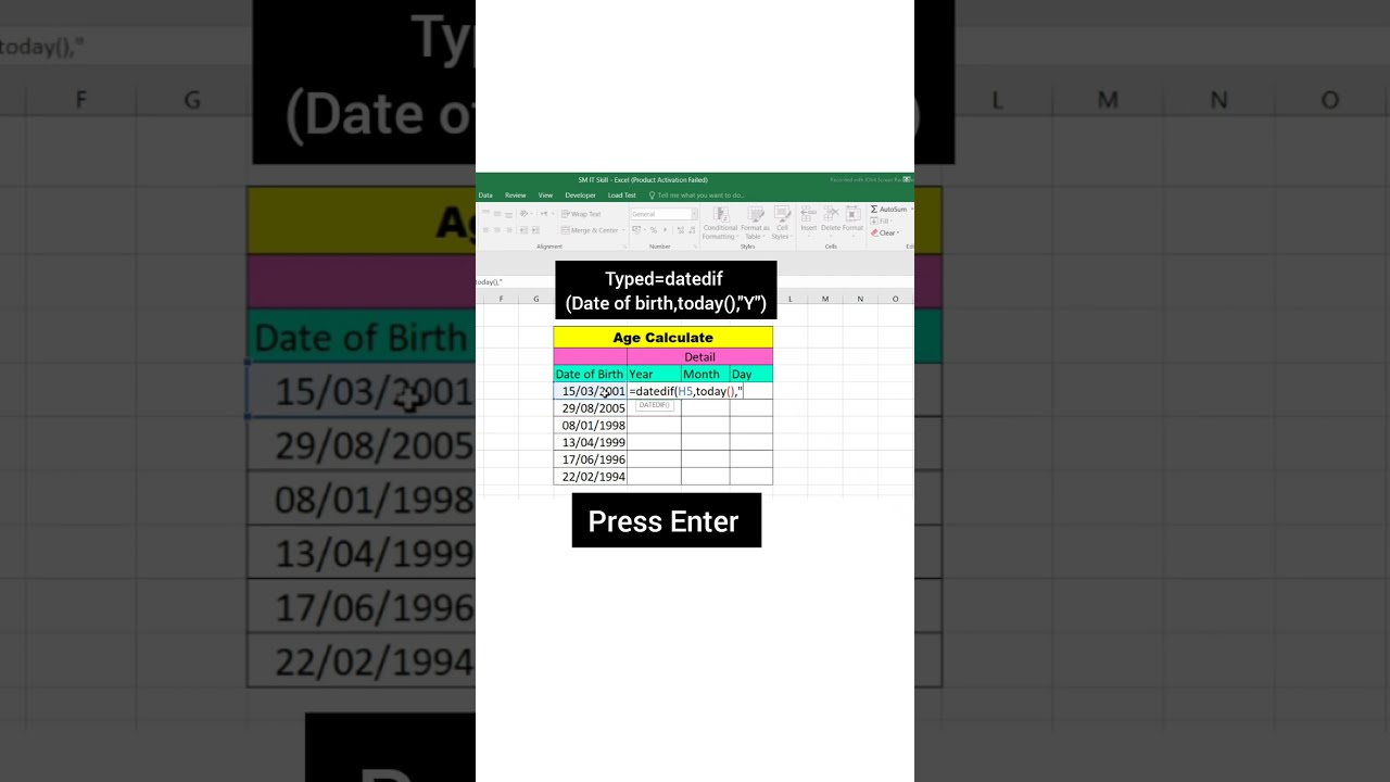 Age Calculate In Excel excel Magic Trick YouTube Age Calculate In Excel excel Magic Trick YouTube