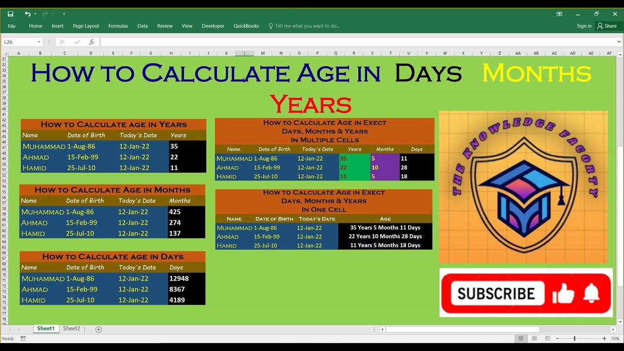 Age Calculator How To Calculate Age In Excel How To Calculate Age Calculator How To Calculate Age In Excel How To Calculate