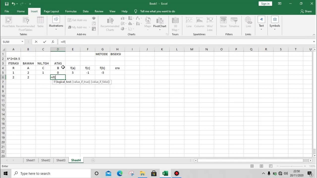 BISECTION METHOD dengan MS.EXCEL (Metode Numerik) - YouTube