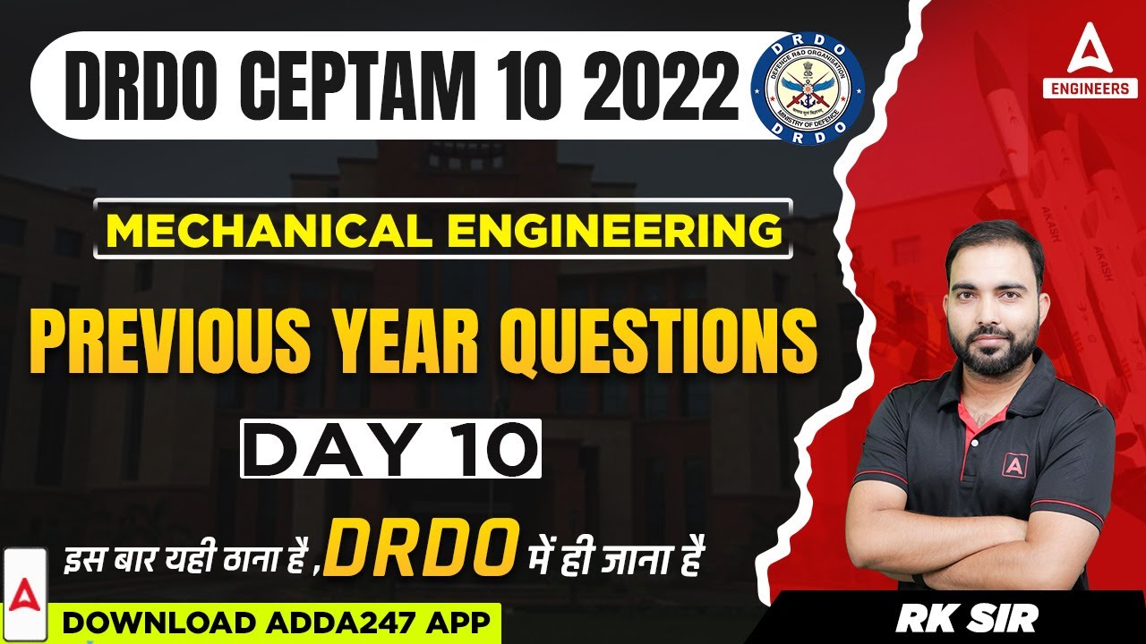 DRDO CEPTAM 10 Previous Year Question Paper #10 | DRDO Mechanical ...