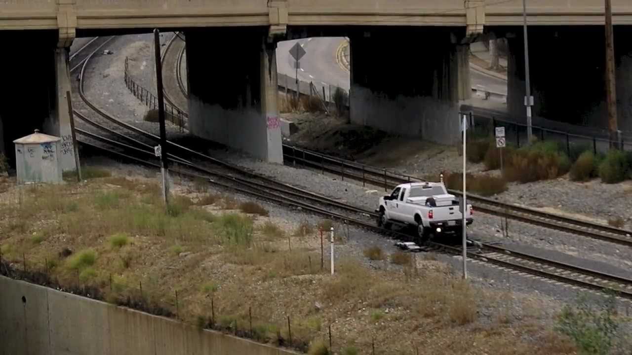Trains Under The Pasadena Freeway - YouTube