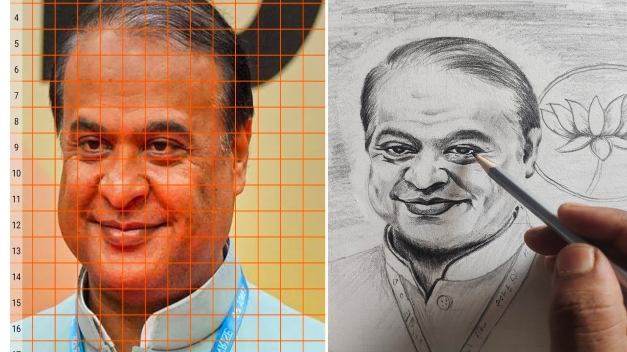 Himanta Biswa sarma drawing||cm of Assam||HBS/how to draw himanta Biswa ...
