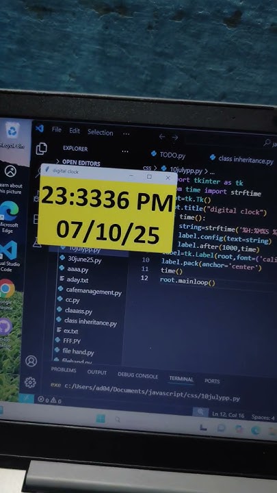 digital clock mini python project 😱 #digitalclock#python#project#cs# ...