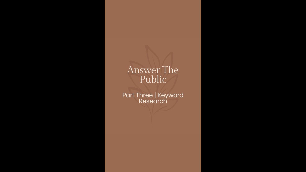 Using Answer The Public For Keyword Research - YouTube