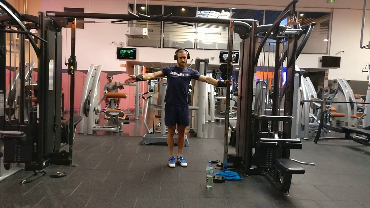 Cable Reverse Fly (With Cuff) - 4x14@3p (last set) - YouTube