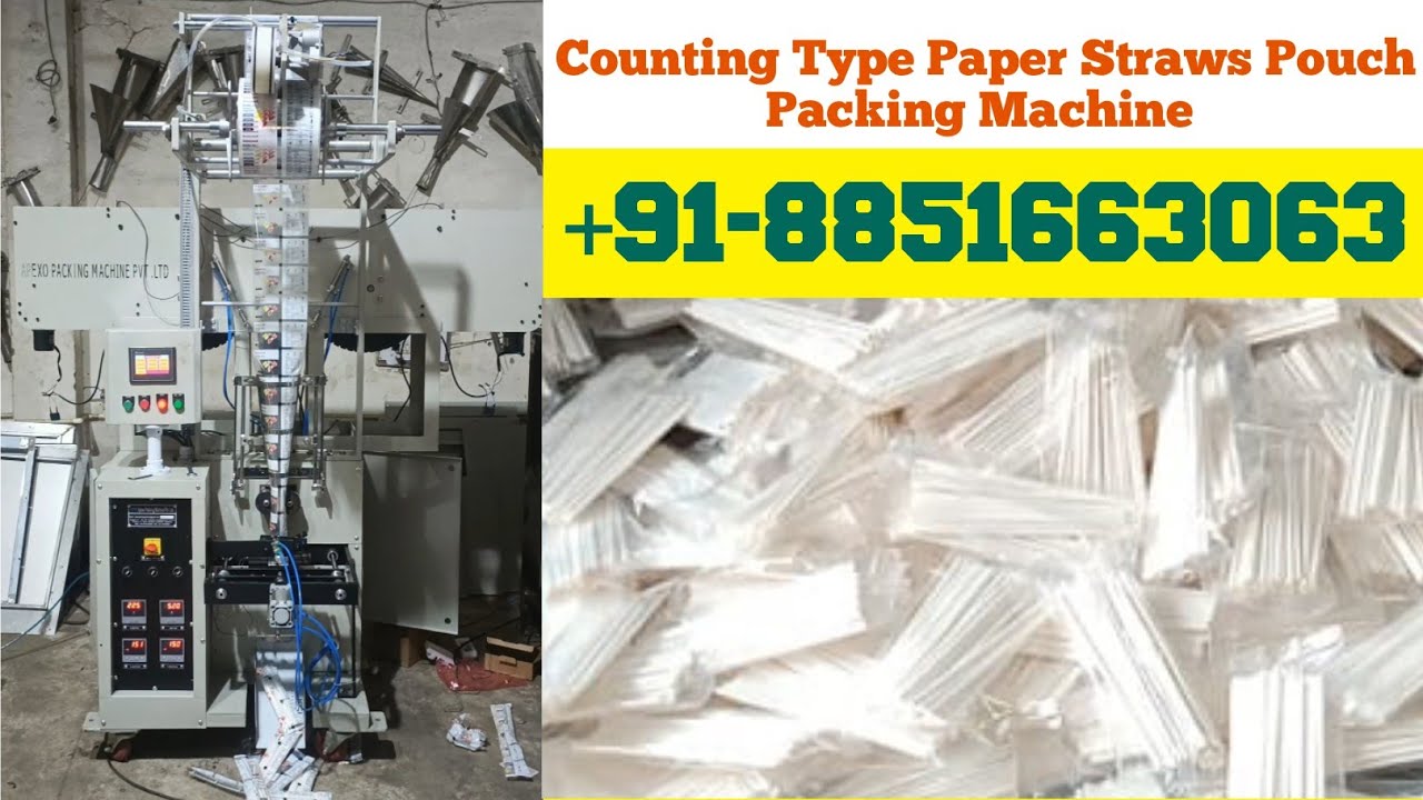 Paper Straws, Juice Straws, Shake Straws Counting and Pouch Packaging ...