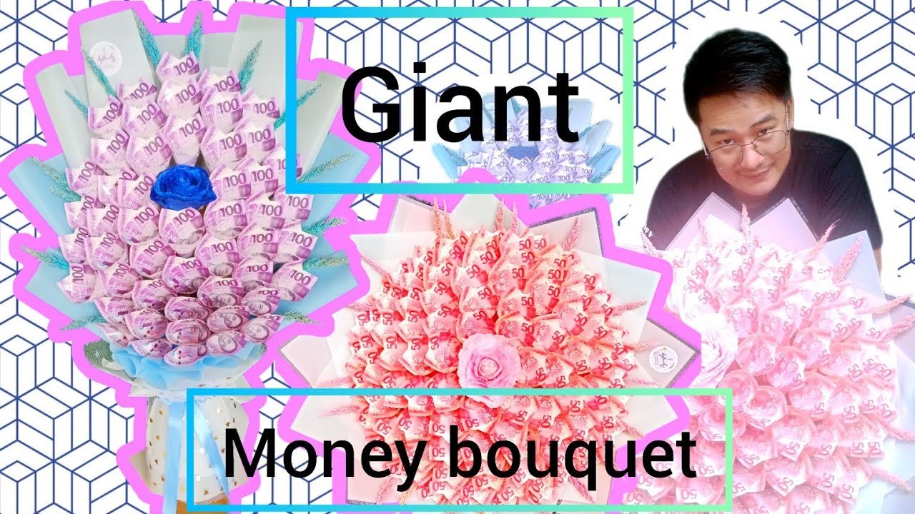 Money round Giant bouquet and arm money bouquet - YouTube
