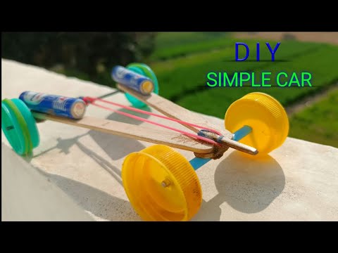 how to make simple car || how to make simple rubber band car - YouTube