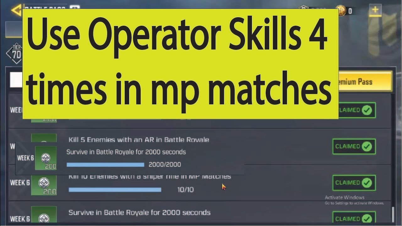 Use operator skills 4 times in mp matches - YouTube