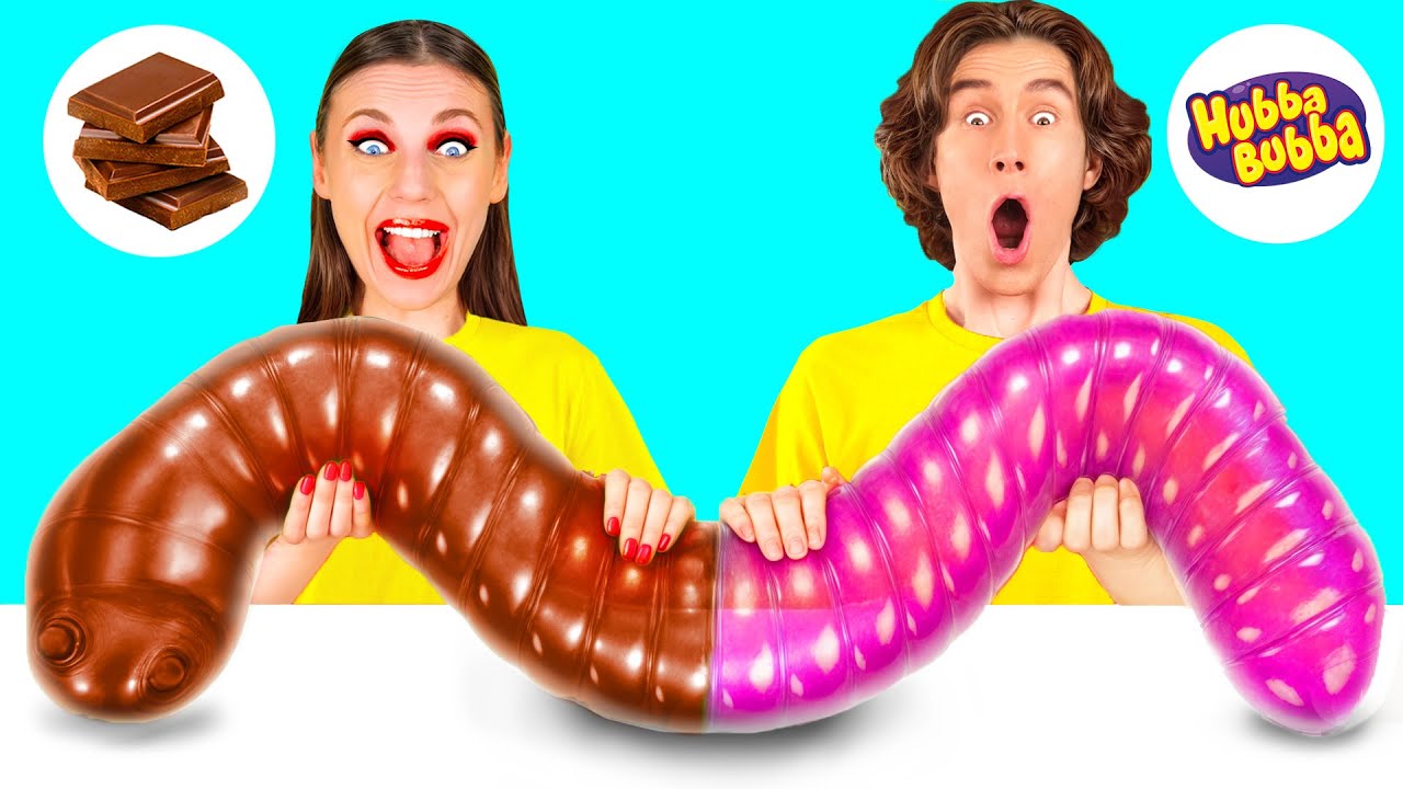 How to Make a Giant Chocolate and Gummy Worm Challenge | Funny Food ...