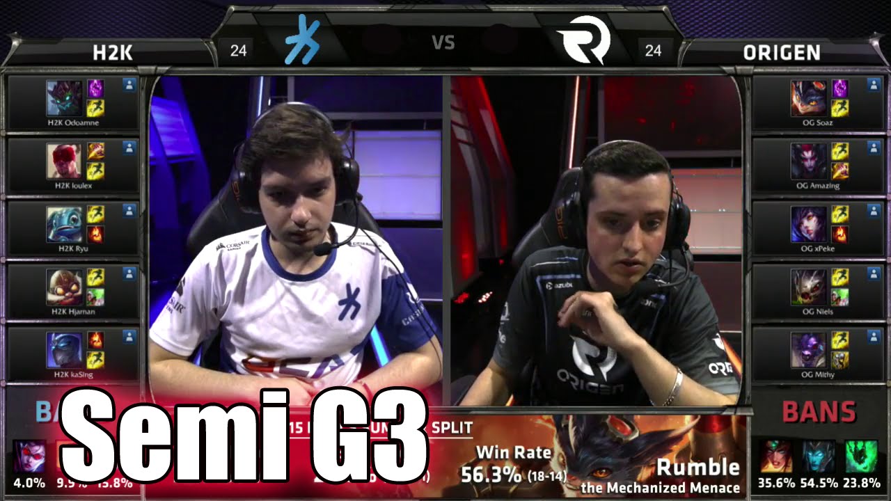 H2K Gaming vs Origen | Game 3 Semi Finals S5 EU LCS Summer 2015 ...