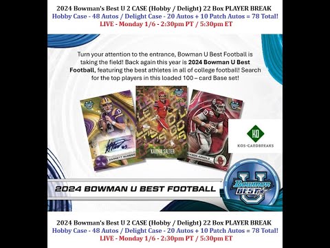 2024 Bowman's Best University Football 2 Case (Hobby / Delight) Player ...