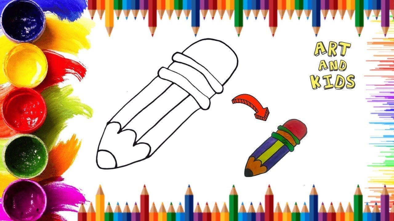 How to draw a Pencil for kids Pencil Easy Draw Tutorial - YouTube