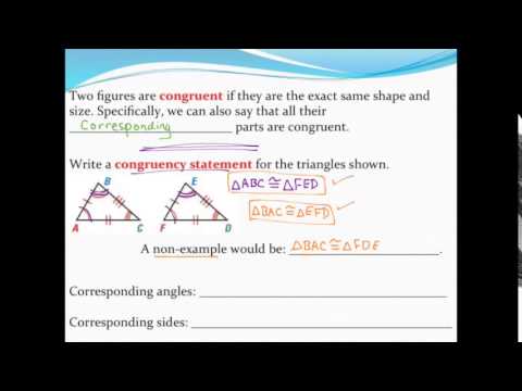Writing triangle congruency statements and identifying congruent parts ...