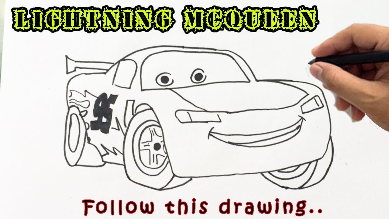 Lightning McQueen Drawing Tutorial: How to Draw Lighting McQueen Car ...