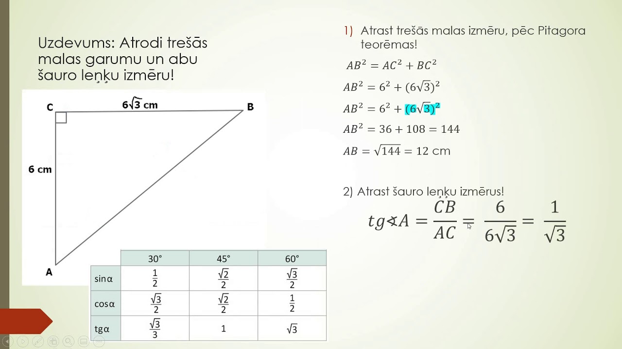 Taisnleņķa trijstūra elementu aprēķināšana, ja zināmas divas malas ...
